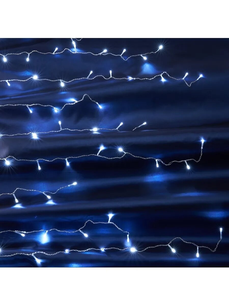 Гирлянда штора синяя 240 LED для декора окон и интерьера