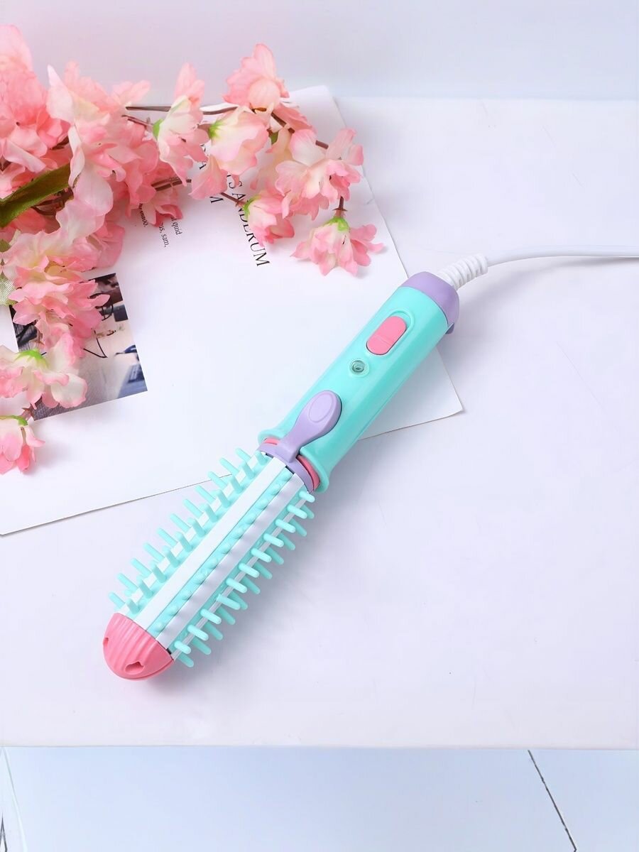 HIBIBUD Утюжок для завивки волос 2 в 1, щетка для укладки с керамическим покрытием для коротких волос.