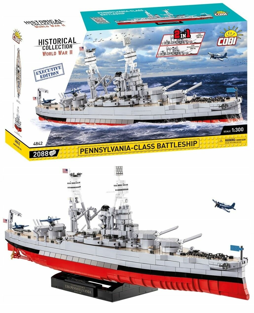 Конструктор Cobi Historical Collection World War II - Корабль Pennsylvania-Class Battleship, 2088 эл. - 4842