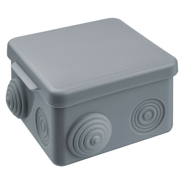 Коробка монтажная NAVIGATOR 80х80х50 IP54 распаячная открытого монтажа, серая, 7 выходов, 93247, Россия