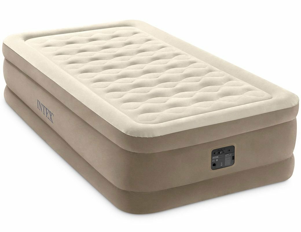Надувная кровать односпальная Интекс Ультра (Intex Ultra Plush Bed Twin)), 99х191х46 см, со встроенным насосом 220V.