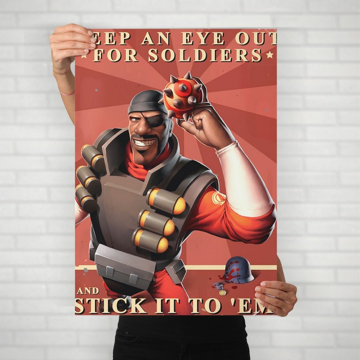 Плакат на стену для интерьера Team Fortress 2 (Подрывник 2) - Постер по игре формата А2 (42x60 см)