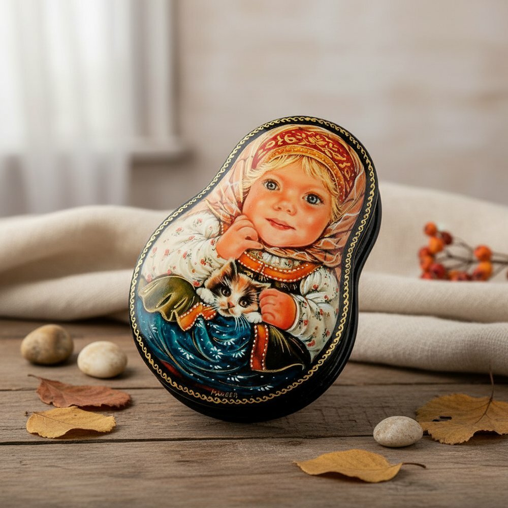 Шкатулка в технике декупаж "Матрешка" (11,5х8,5х3) ШК-19/1-D Народные промыслы