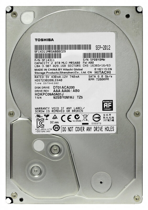 Жесткий диск Toshiba 9F14311 2Tb SATAIII 3,5" HDD