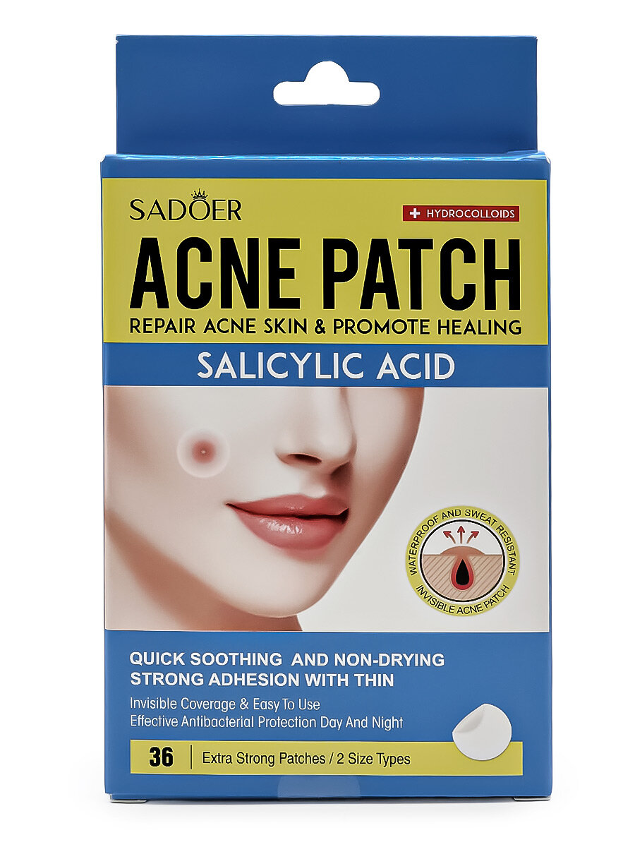 Sadoer Патчи против акне и прыщей с салициловой кислотой Salicylic Asid Acne Clean Patch, 36 шт