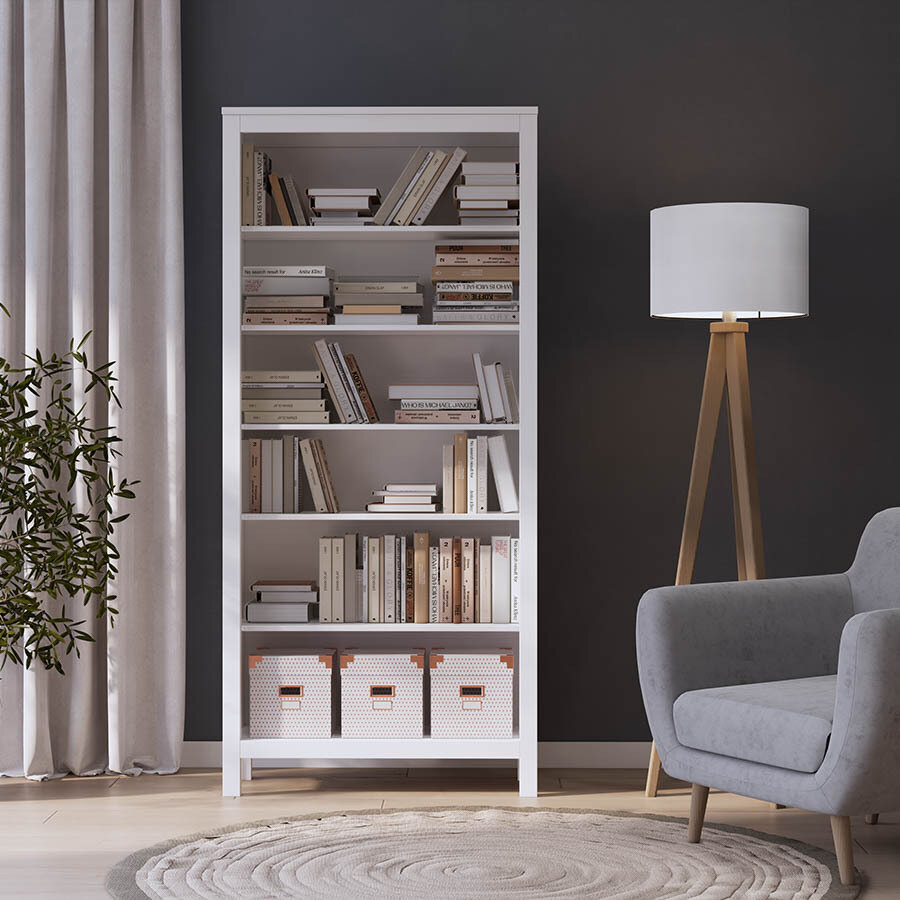 Стеллаж HEMNES Кымор, цвет белый, массив сосны, 90 x 198 x 37 см
