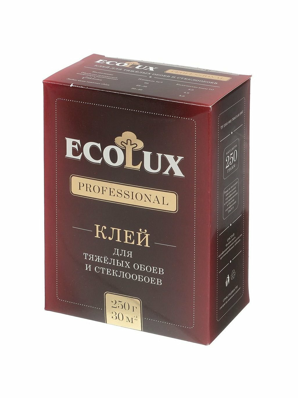 Клей для стеклообоев и тяжелых обоев Ecolux Professional, 250 г, Россия