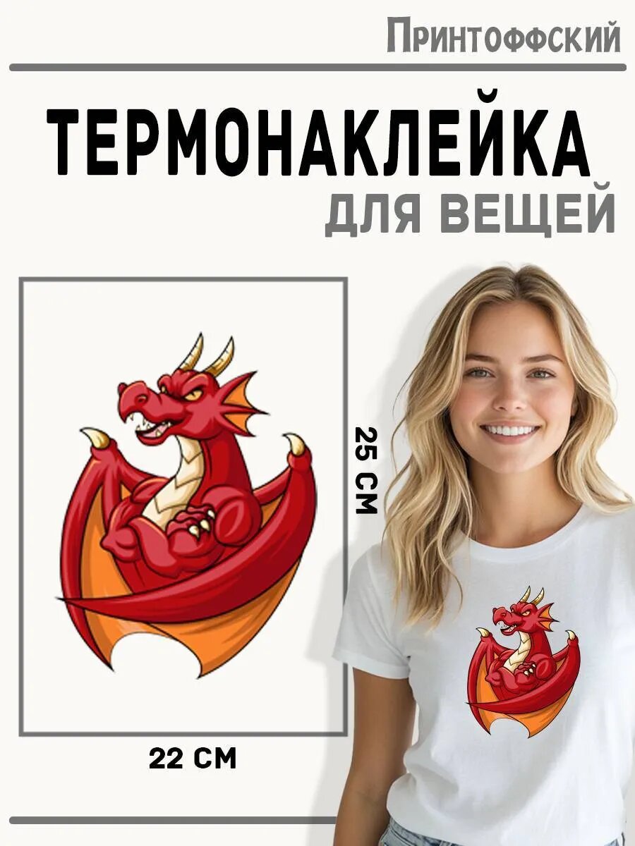 Термонаклейка для одежды и аксессуаров DTF-печать дракон — фото 1