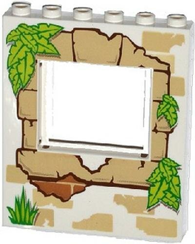 Деталь Lego 15627pb007 Panel 1 x 6 x 6 with Window with Tan Bricks, Grass and Leaves Pattern