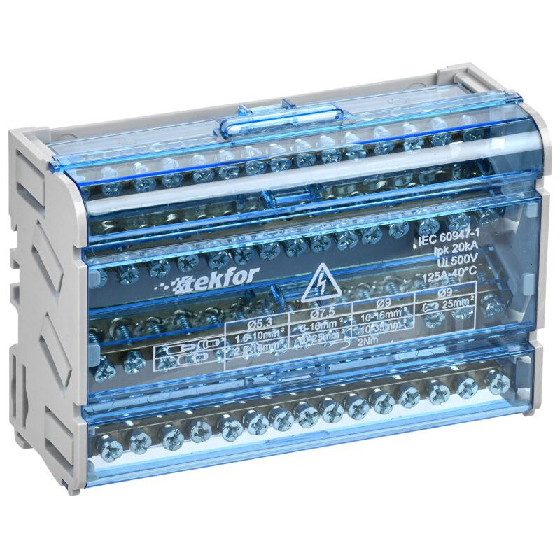 TEKFOR Шины на DIN-рейку (кросс-модуль) ШНК 4х15 3L+PEN, IEK TF-DN10-4-15-125 (1 шт.)