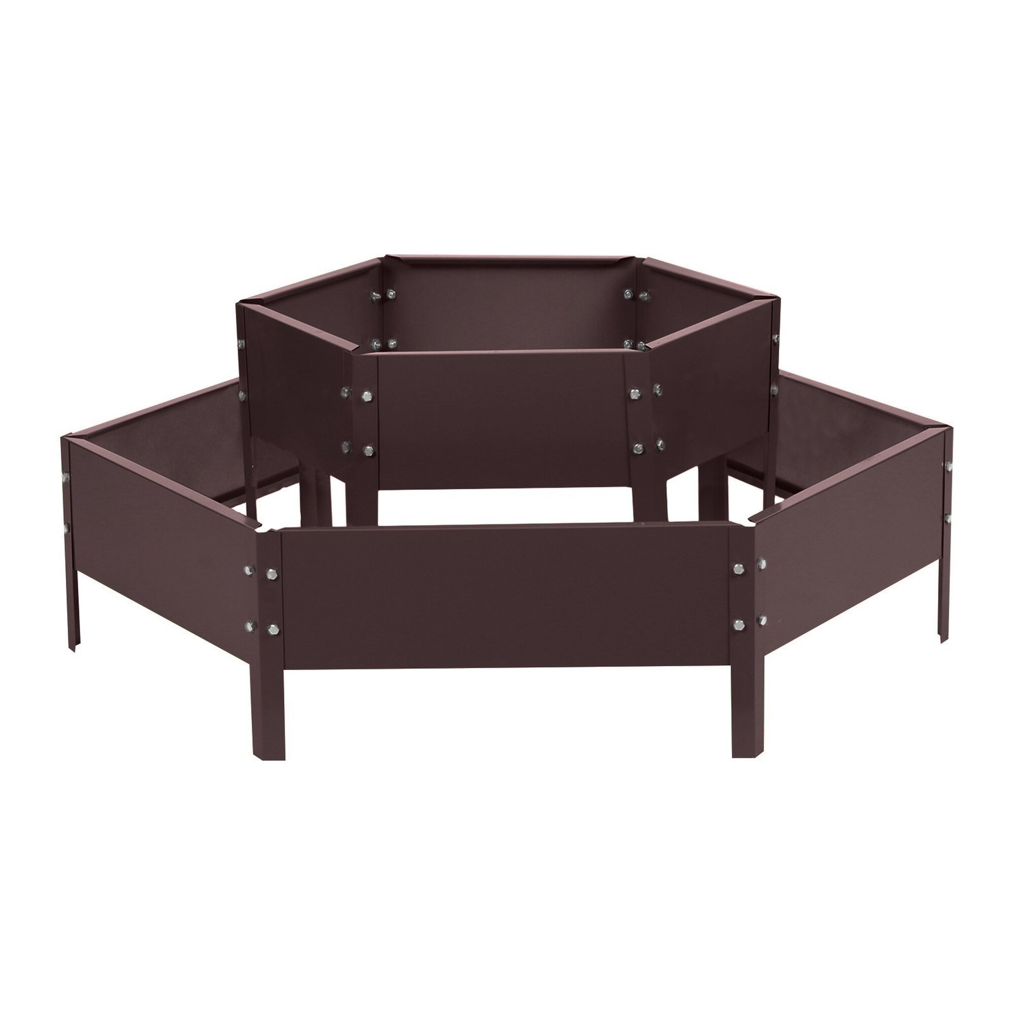 Клумба оцинкованная, 2 яруса, d = 60-100 см, высота бортика 30 см, коричневая, Greengo