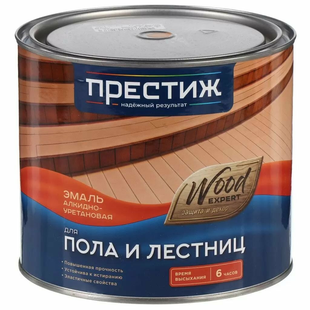Эмаль для пола и лестниц Престиж алкидно-уретановая быстросохнущая глянцевая светлый орех 1.9 кг для дерева ДВП ДСП