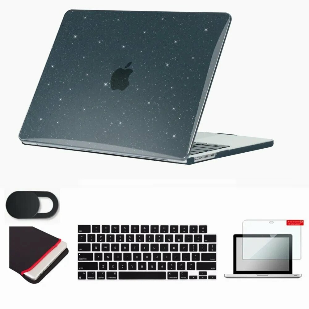 Se7enline MacBook Air 15-дюймовый чехол для M4 / M3 / M2 модели A2941 / A3114 / A3241 2023-2025 Жесткий корпус, клавиатура, чехол-накладка, Защитная пленка для экрана и крышка веб-камеры