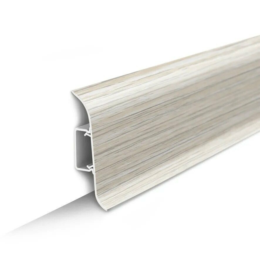 Пластиковый плинтус Идеал Classic 55 мм Ясень белый 252, 1 шт.