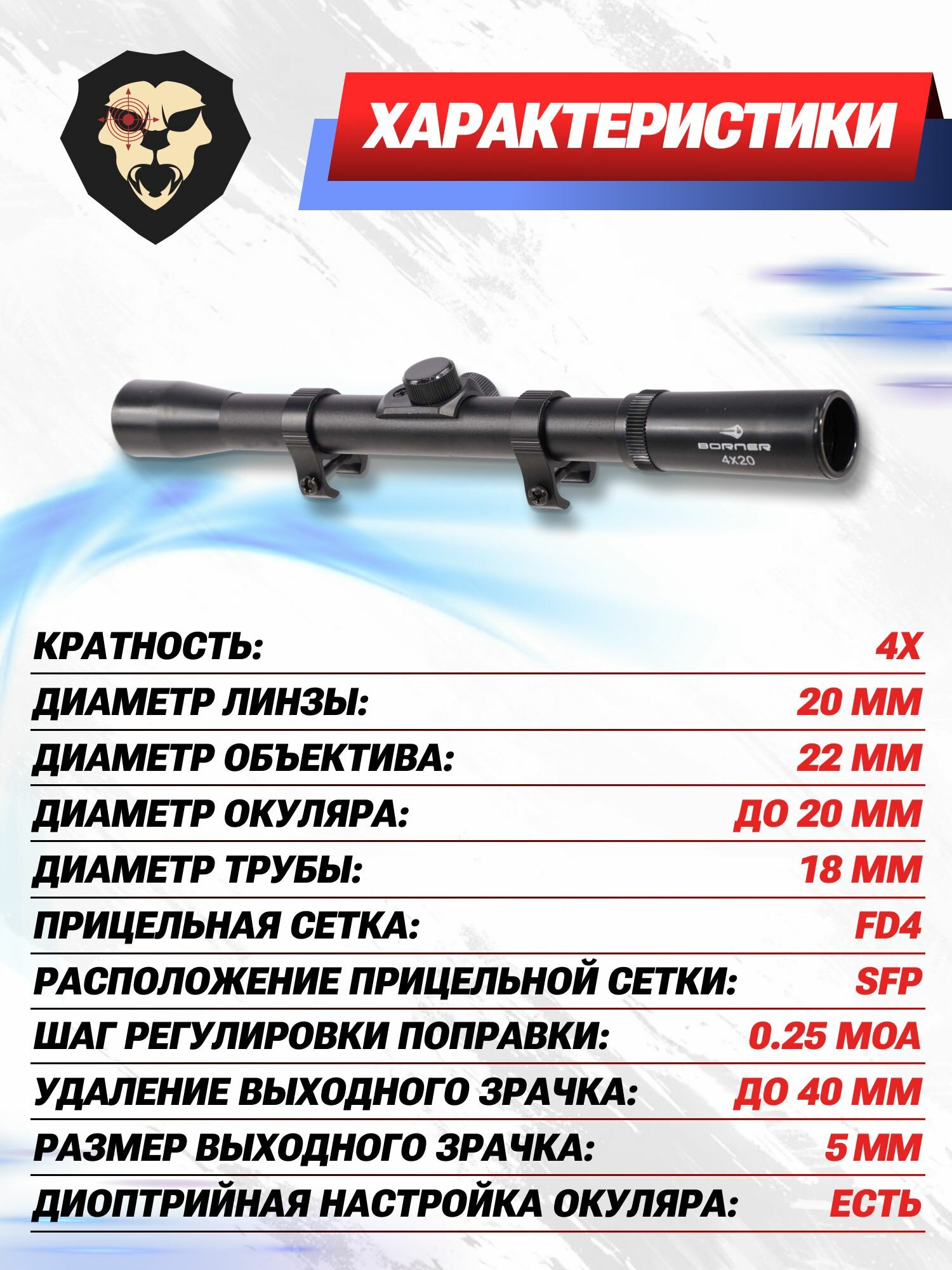 Оптический прицел Borner 4x28 — фото 1