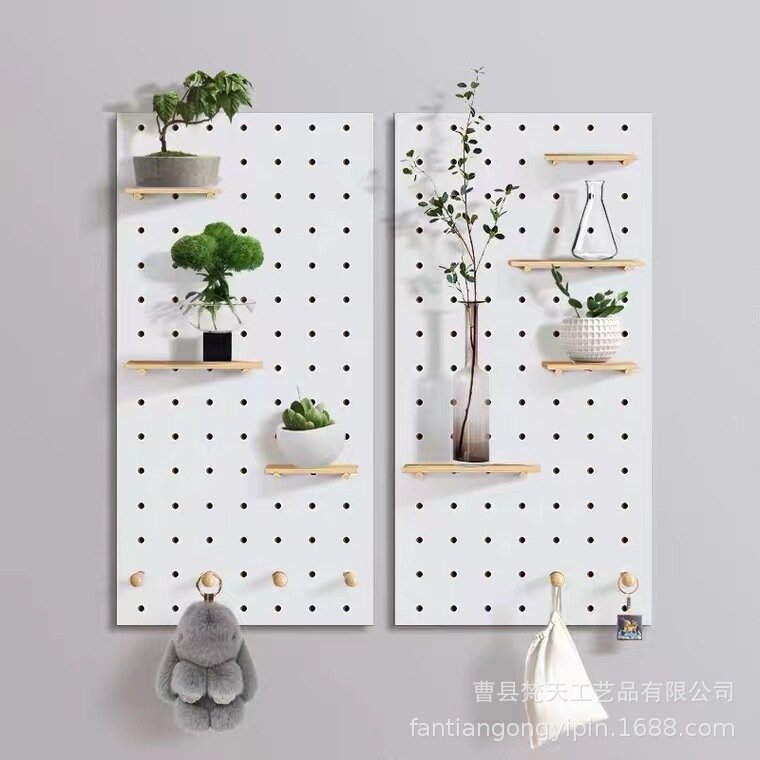 Деревянная перфорированная панель для хранения, декоративная полка для прихожей, гостиной, спальни, входная стена, органайзер из массива дерева