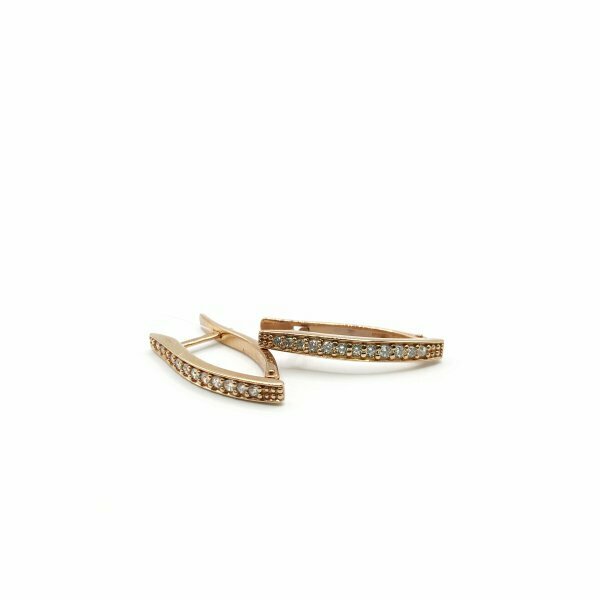 Серьги, серебро, 925 проба, золочение, фианит