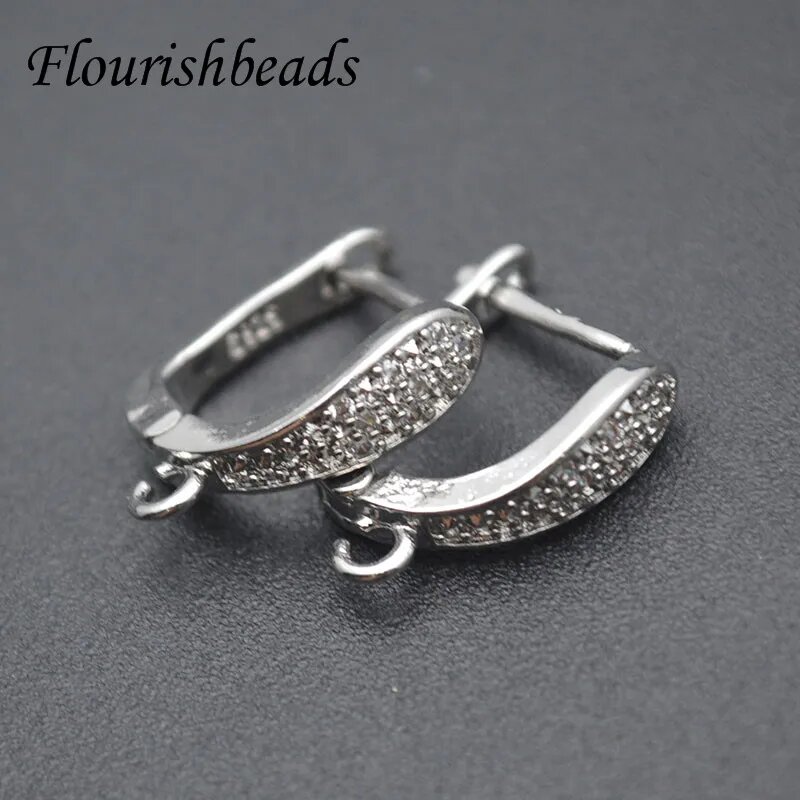 Серьги-кольца с кристаллами, Rhodium Color
