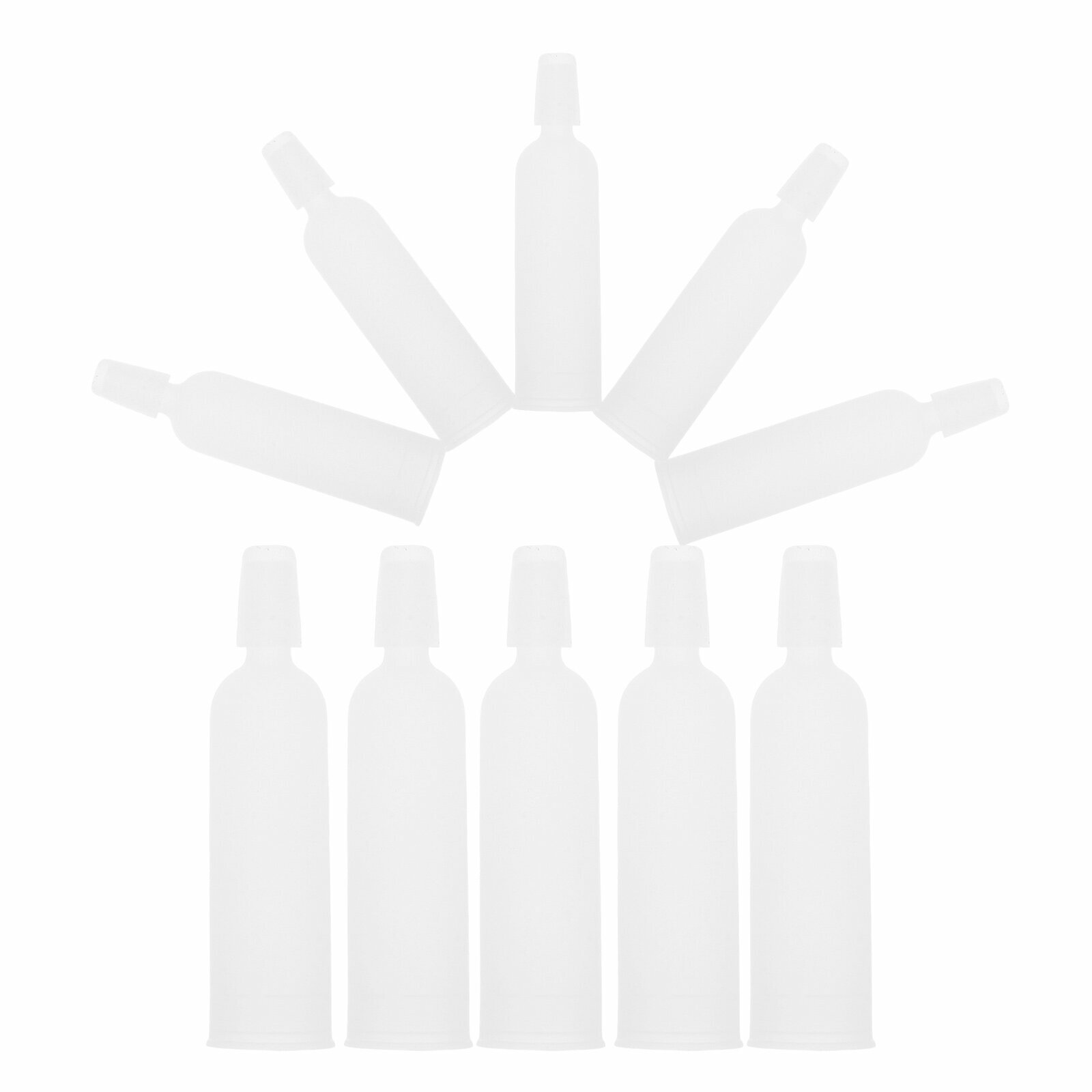 Набор из 10 флаконов с порошком на водной основе с двумя отделениями и специальными дозаторами-пипетками.