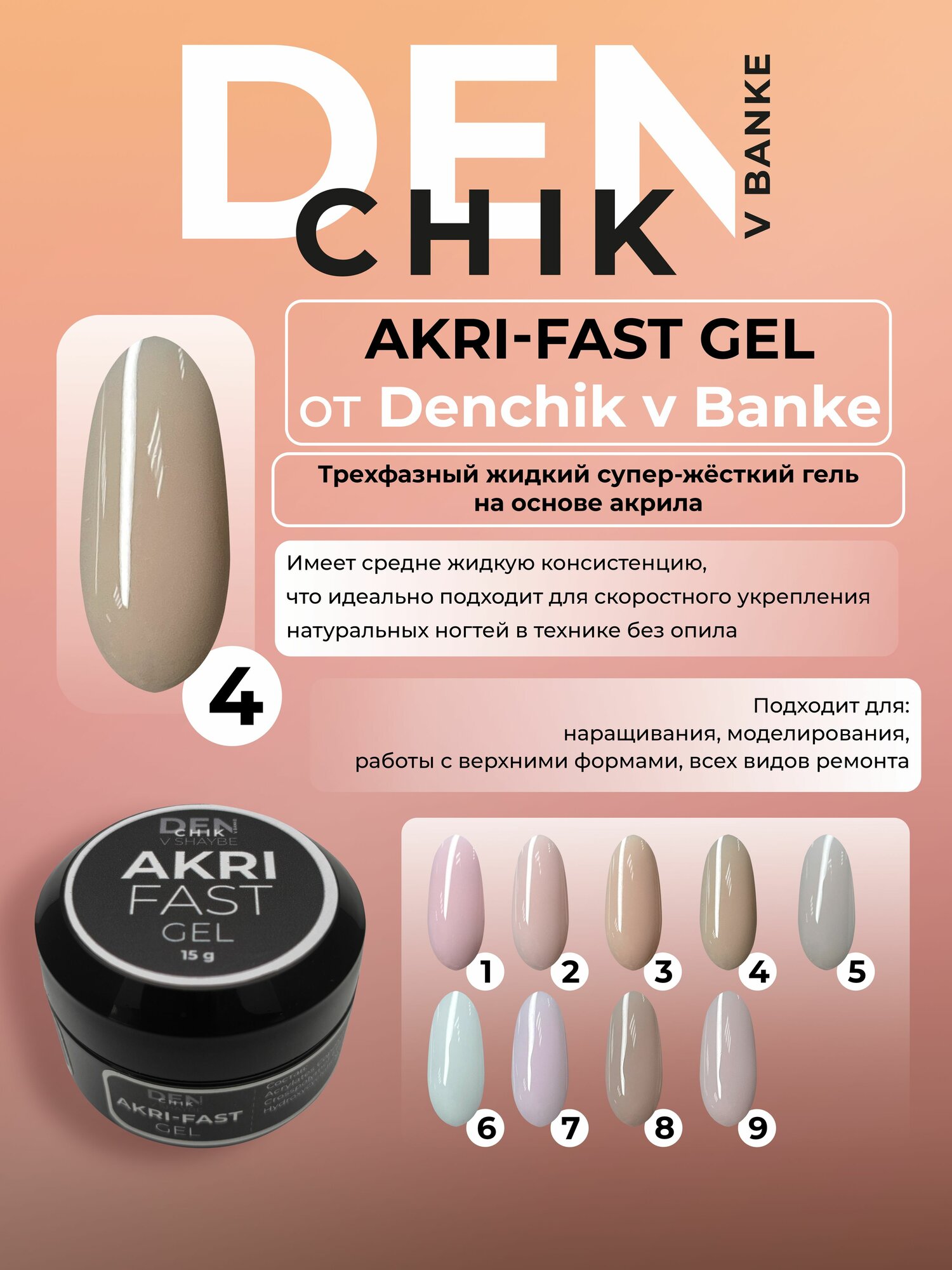 Гель для моделирования ногтей Akri-fast