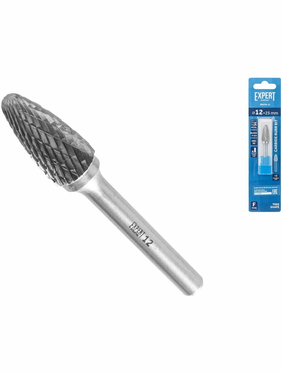 Борфреза по металлу твердосплавная параболическая 12x25 мм STARTUL Expert тип F (SE8705-12)