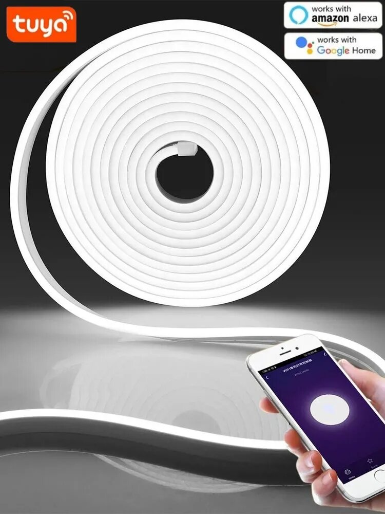 Tuya Smart Светодиодная лента 6 Вт, IP67, Нейтральный белый, 1 шт
