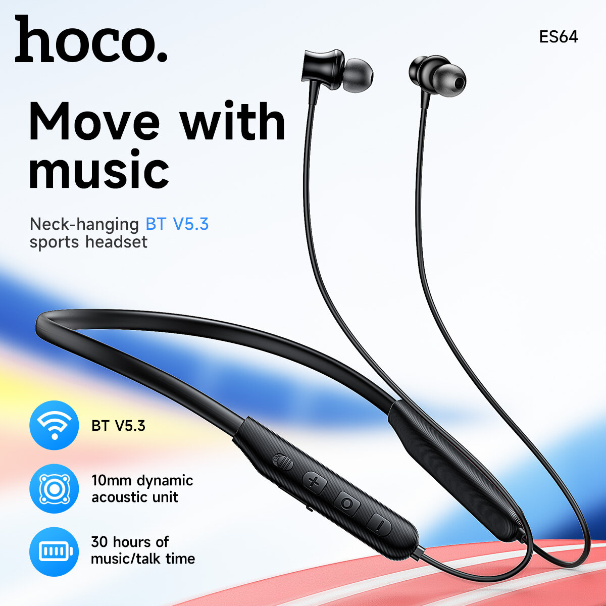 ES64 беспроводные наушники Bluetooth для спорта, высококачественный звук, беспроводные наушники с микрофоном -