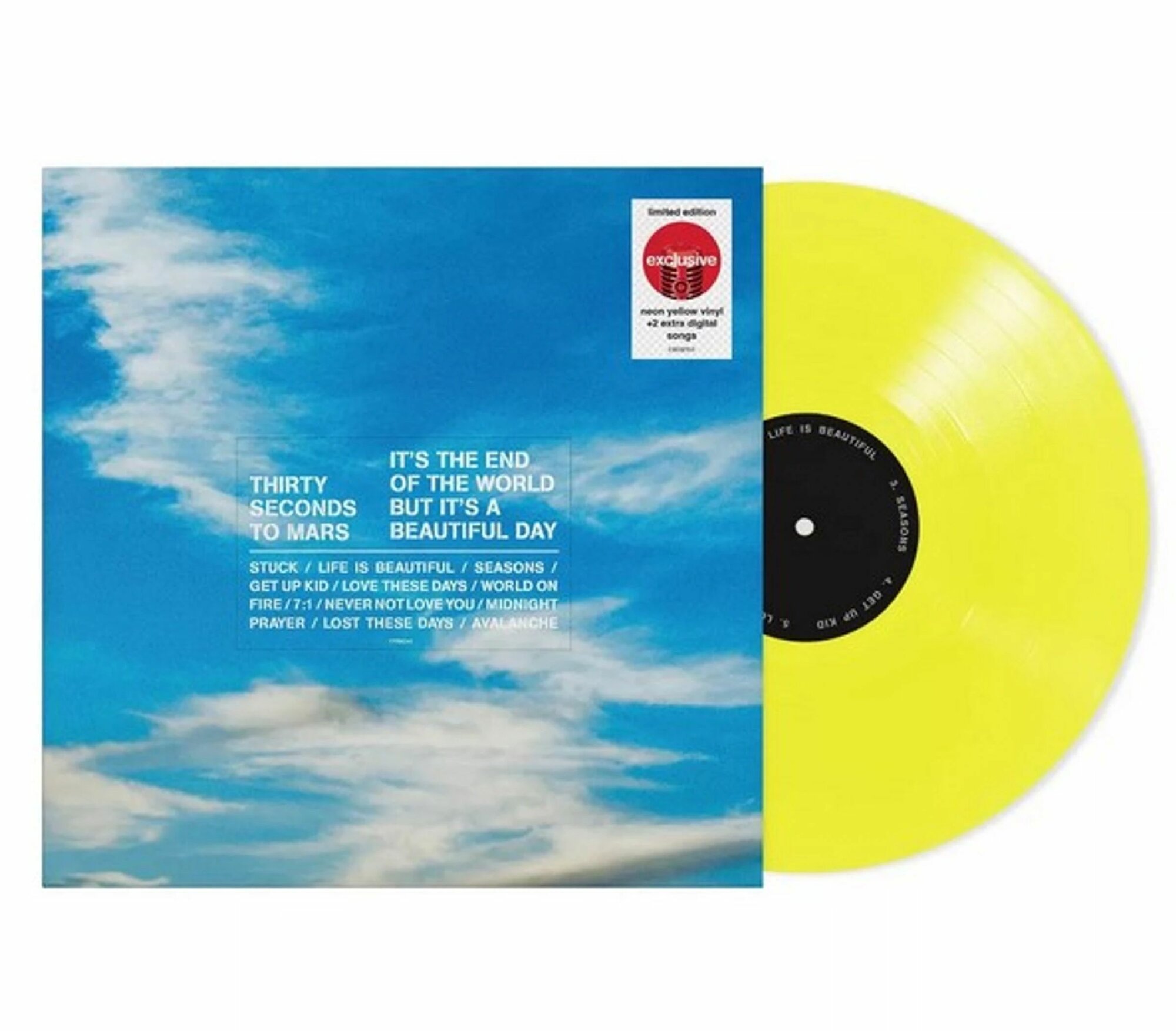Виниловая пластинка Thirty Seconds To Mars - It's The End Of The World But It's A Beautiful Day (LP, Неоново-желтый винил) Limited, 2023