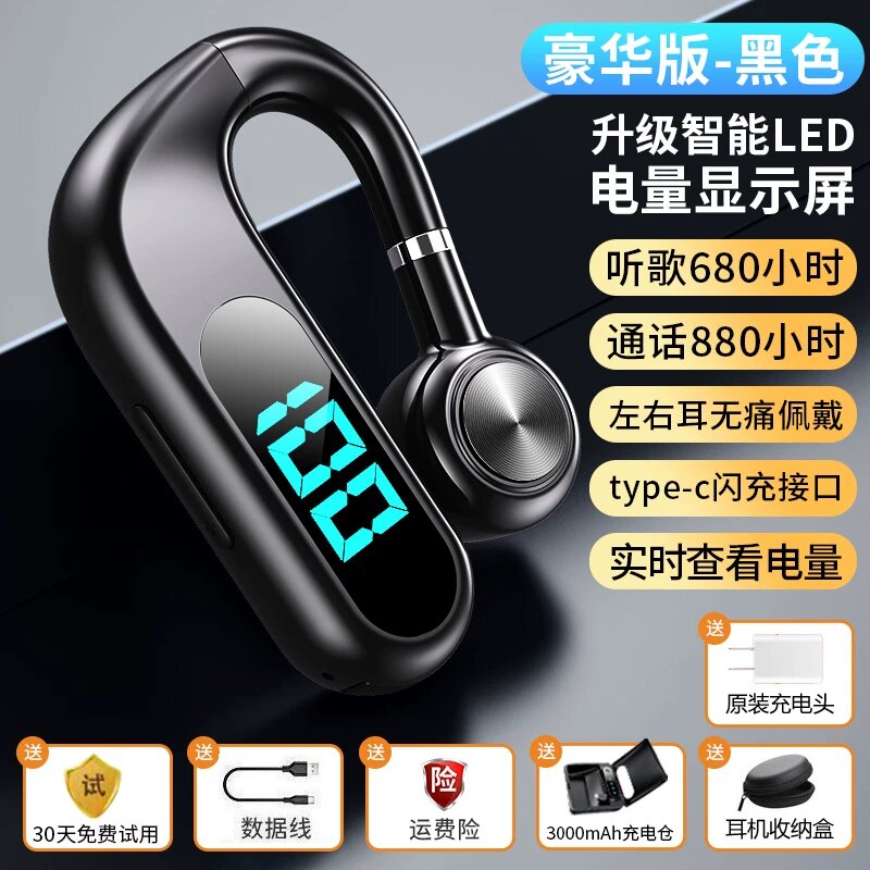 Беспроводные наушники с костной проводимостью Bone Conduction Bluetooth, черные, люксовая версия для iPhone, Samsung,