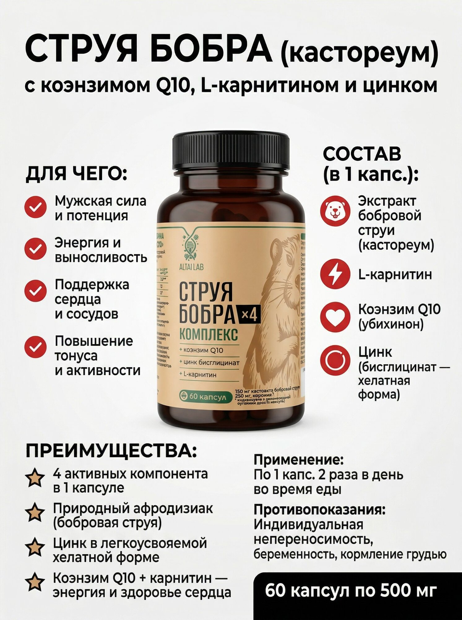 Экстракт чаги (березового гриба) с витамином С и кверцетином, капсулы 500 мг №60 для желудка, иммунитет, антиоксидант