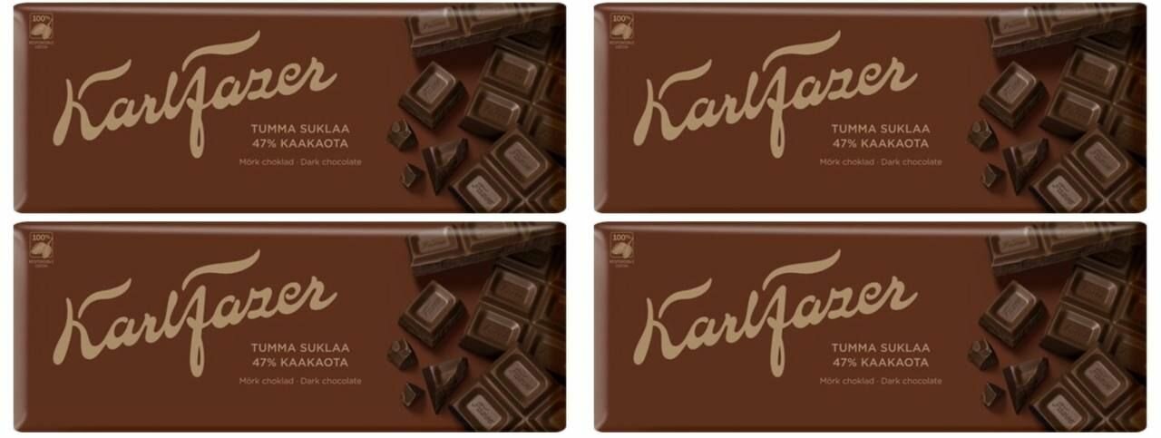 Karl Fazer Темный Шоколад 47% какао, 4 плитки по 200 г (Финляндия)