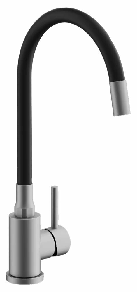 Смеситель для кухни BELZ B809 B73809-1 с гибким изливом, с поворотным изливом, черный, матовый, однорычажный, нержавеющая сталь, с керамическим картриджем