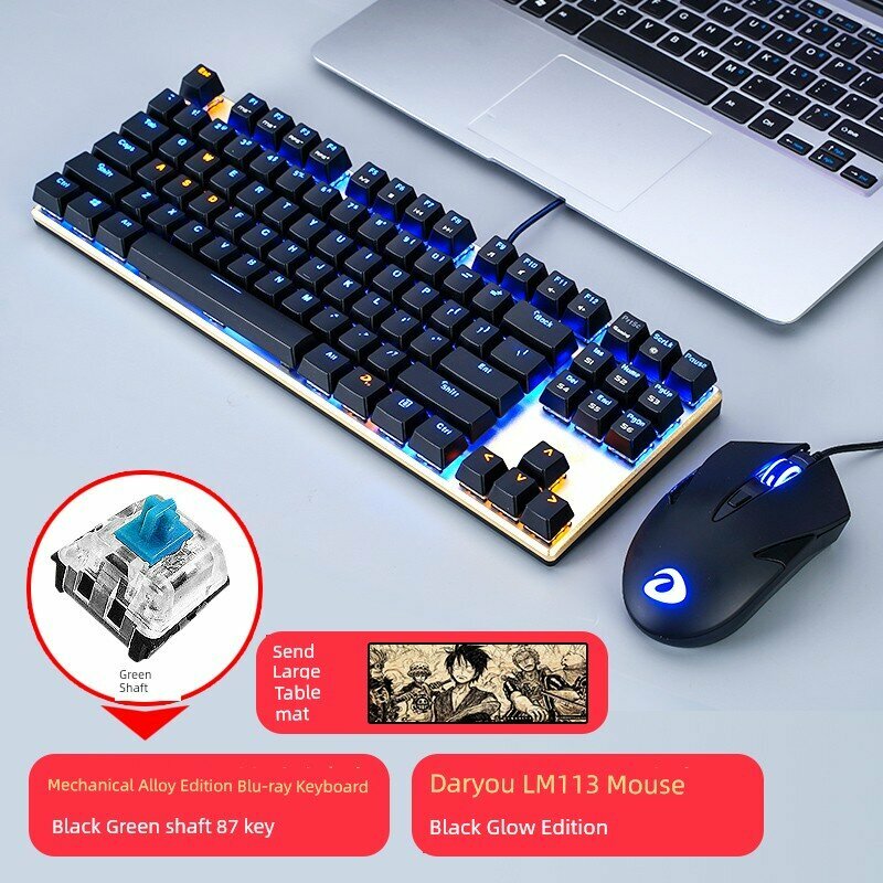 DareU ek815 87-клавишная черная механическая клавиатура с синим переключателем и черной моделью LM113