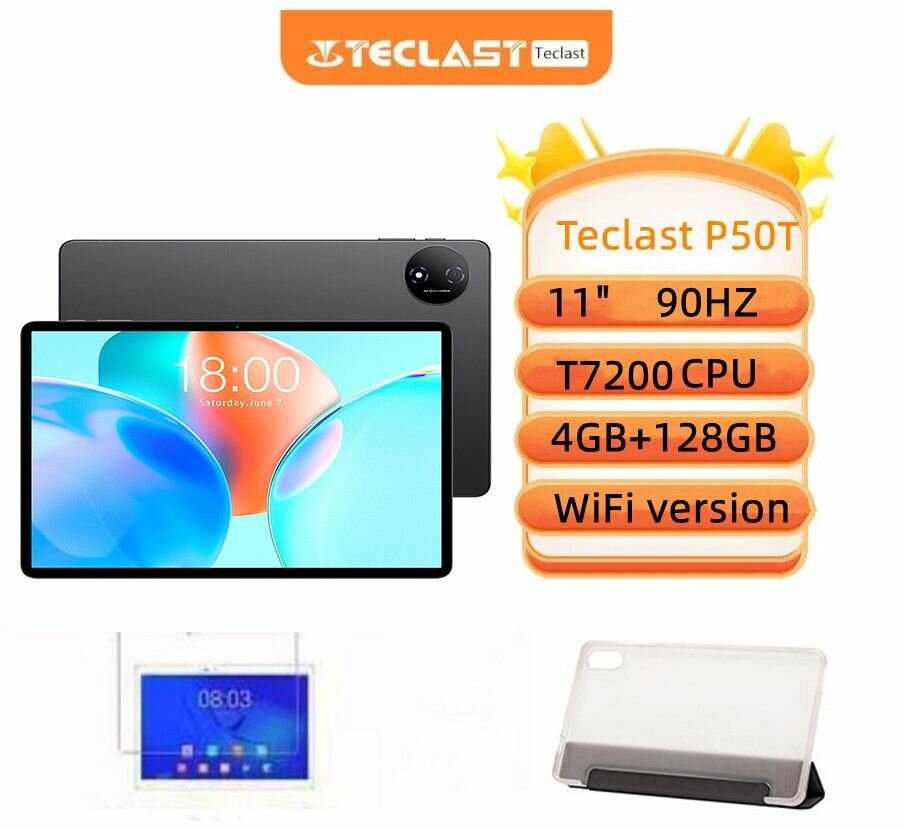 Teclast Планшетт P50T, 11" IPS HD 90 Гц4 ГБ /128 ГБ, Не поддерживается SIM - карта, версия WiFiTeclast Планшет Планшет Teclast P50T, 11" IPS HD 90 Гц4 ГБ /128 ГБ, голубой,