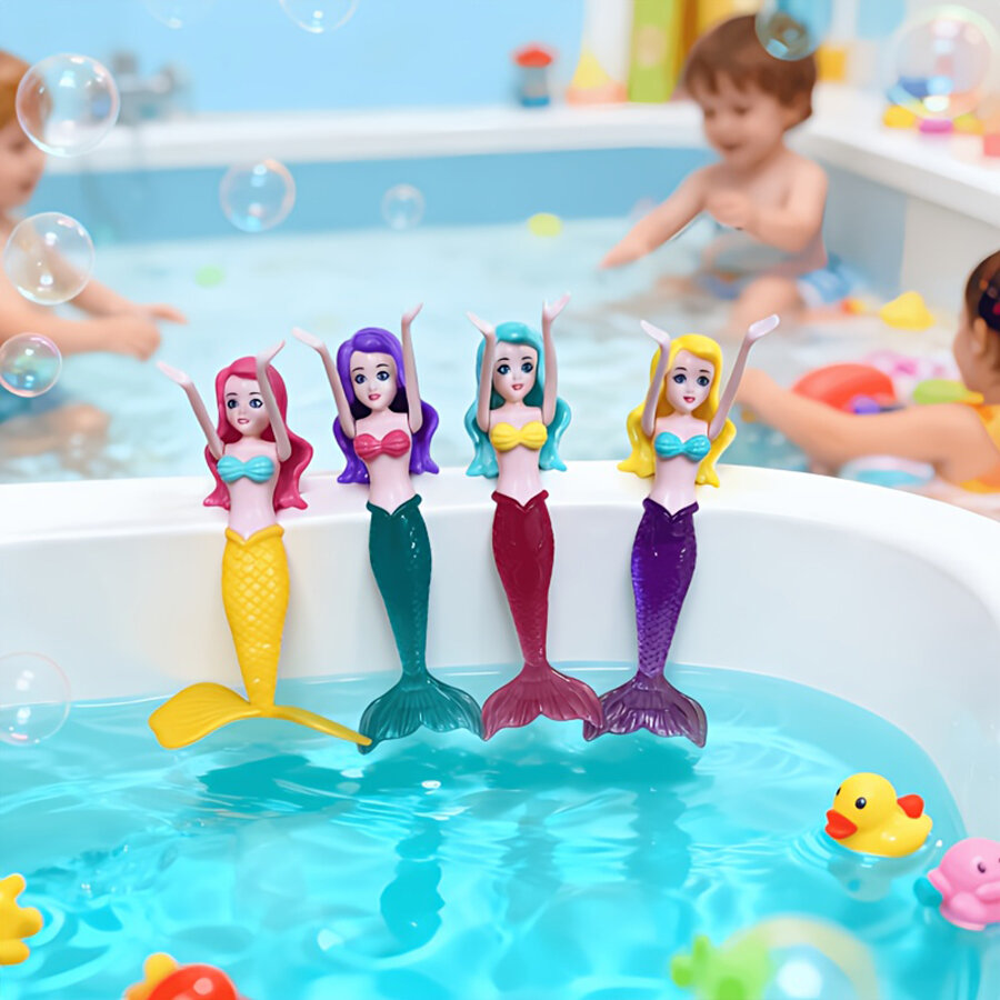 Комплект из 4 шт. детских водных игрушек для ванной Русалка