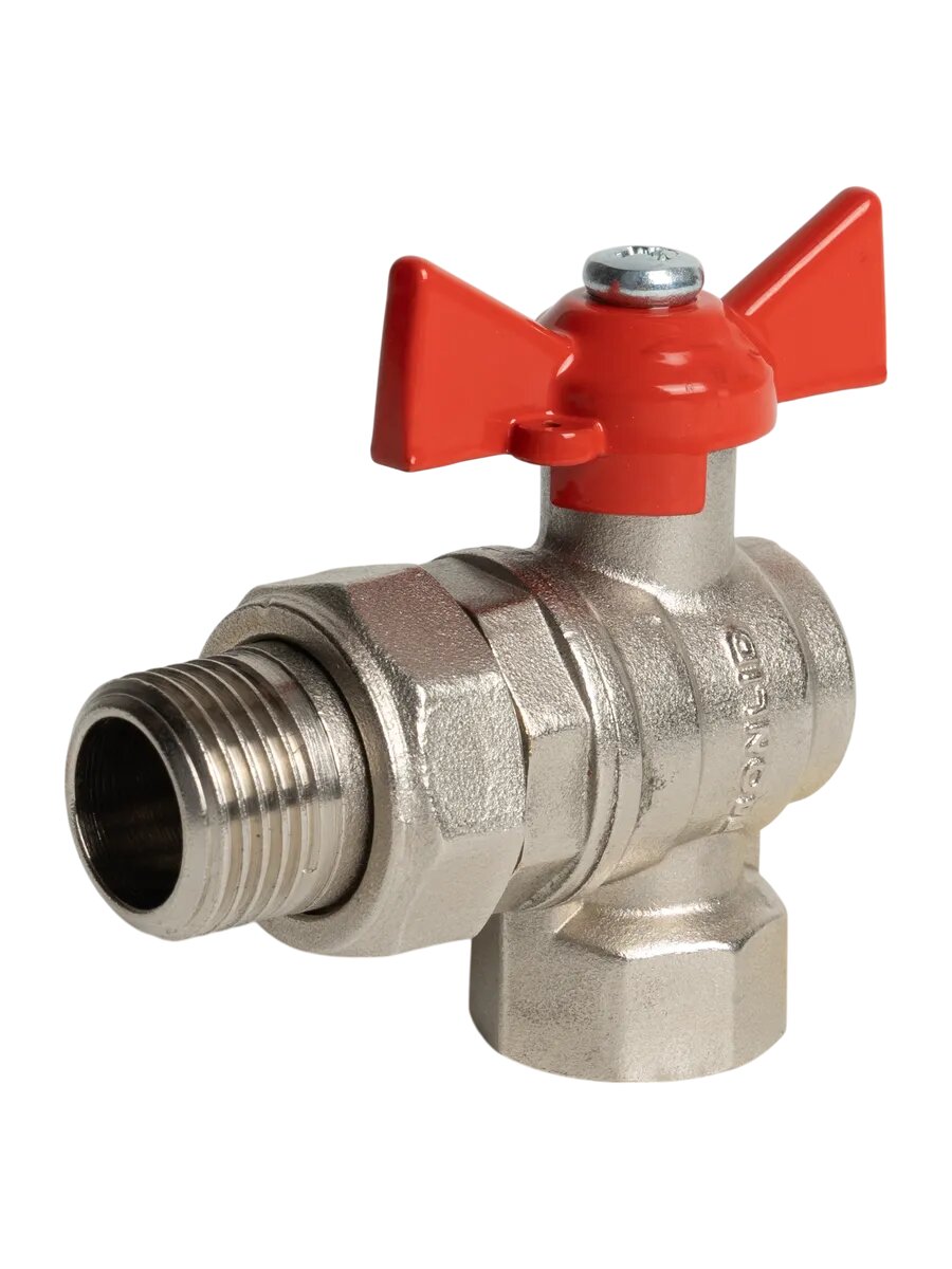 Кран шаровой с американкой угловой 1/2" НР/ВР бабочка