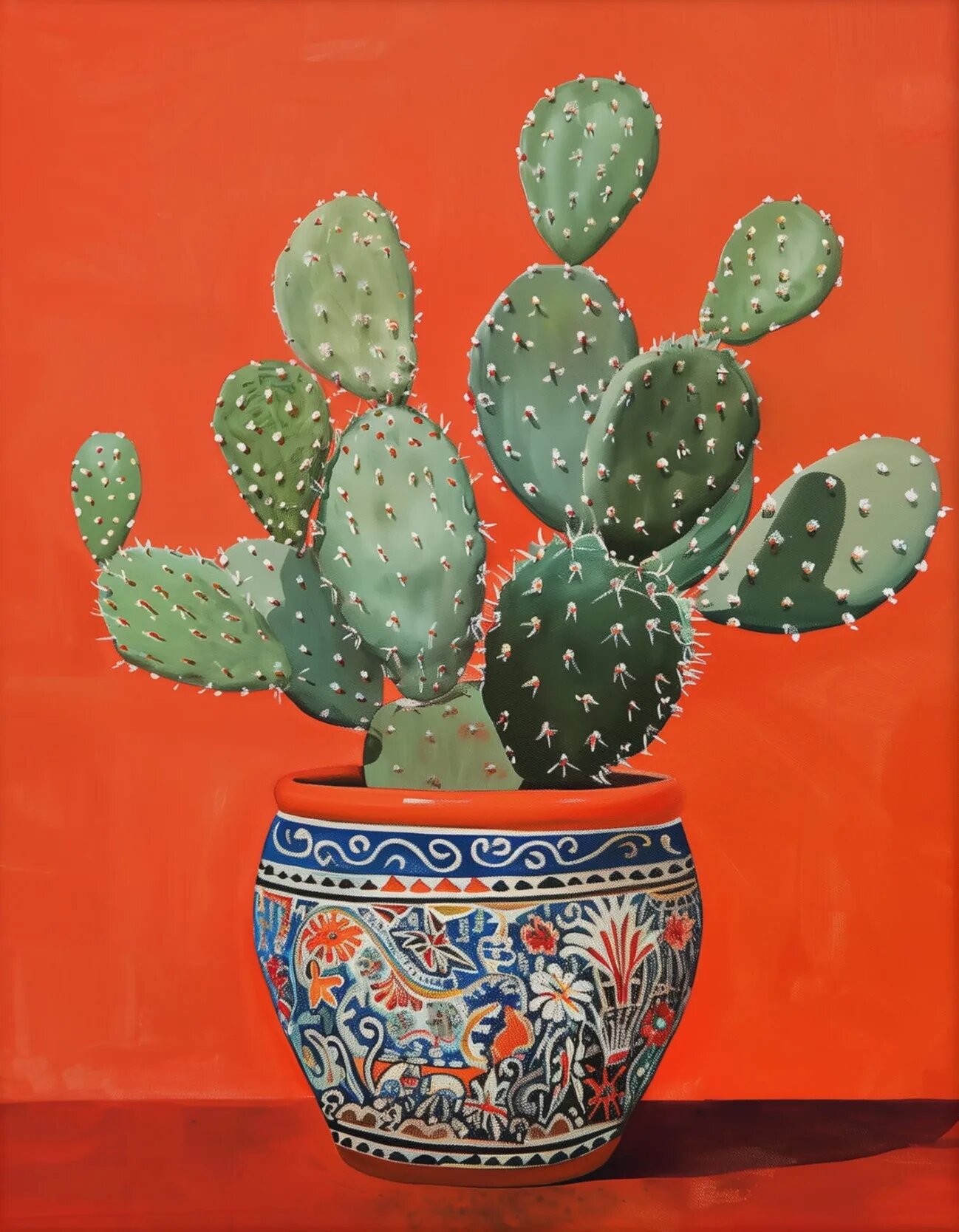 Кактус в горшке, печать на холсте 50x70см, цвет 5