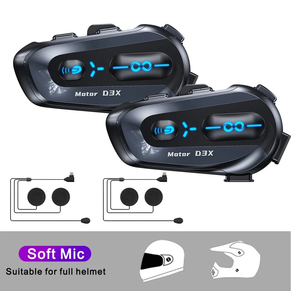 Bluetooth-гарнитура для мотошлема Motor DEX, 2шт, Soft Mic
