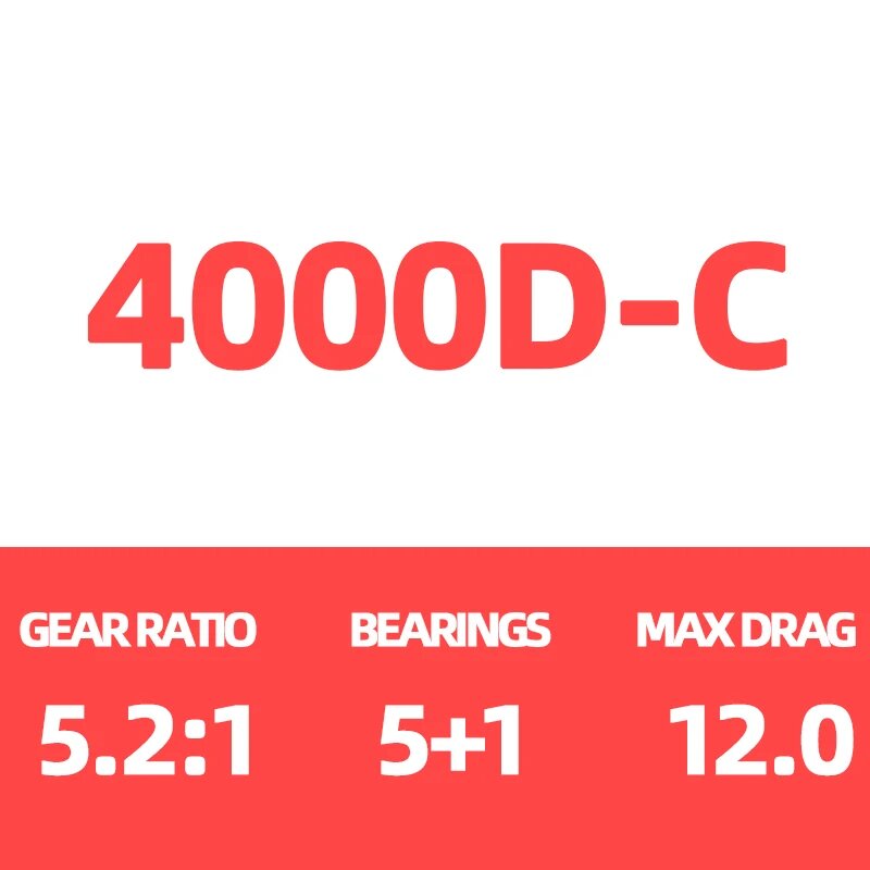 Спиннинговая катушка 4000D-C, 5.2:1, 5+1 подшипников, 12.0 кг