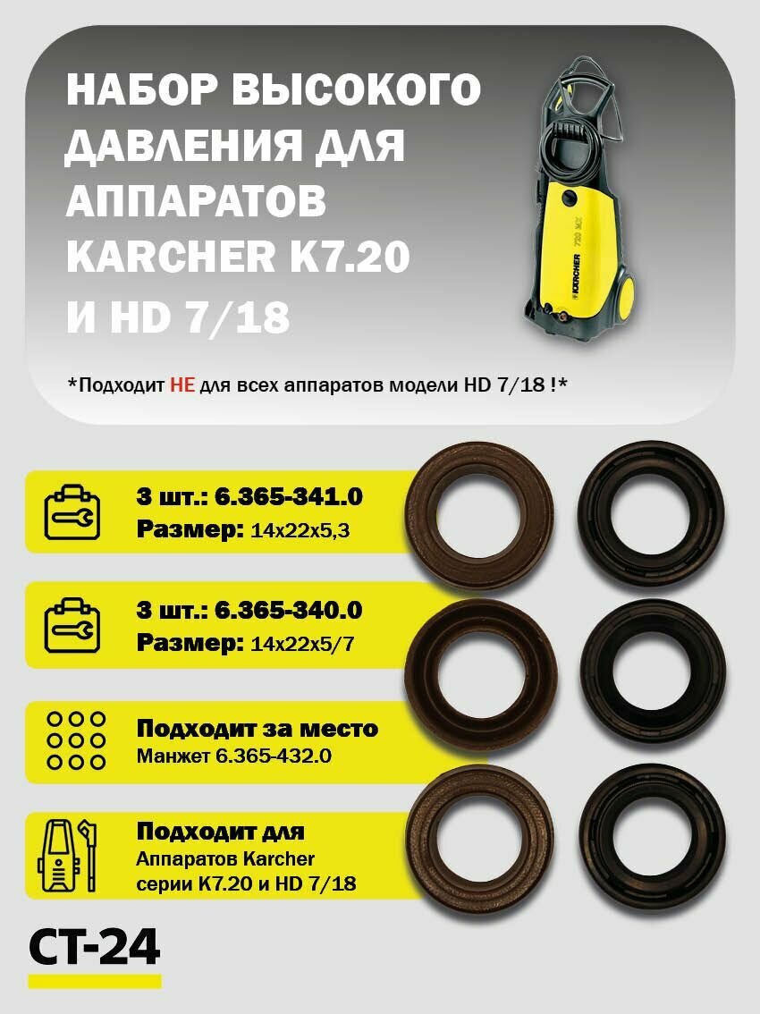 Набор уплотнительных колец для аппаратов Karcher K7.20 и HD 7/18