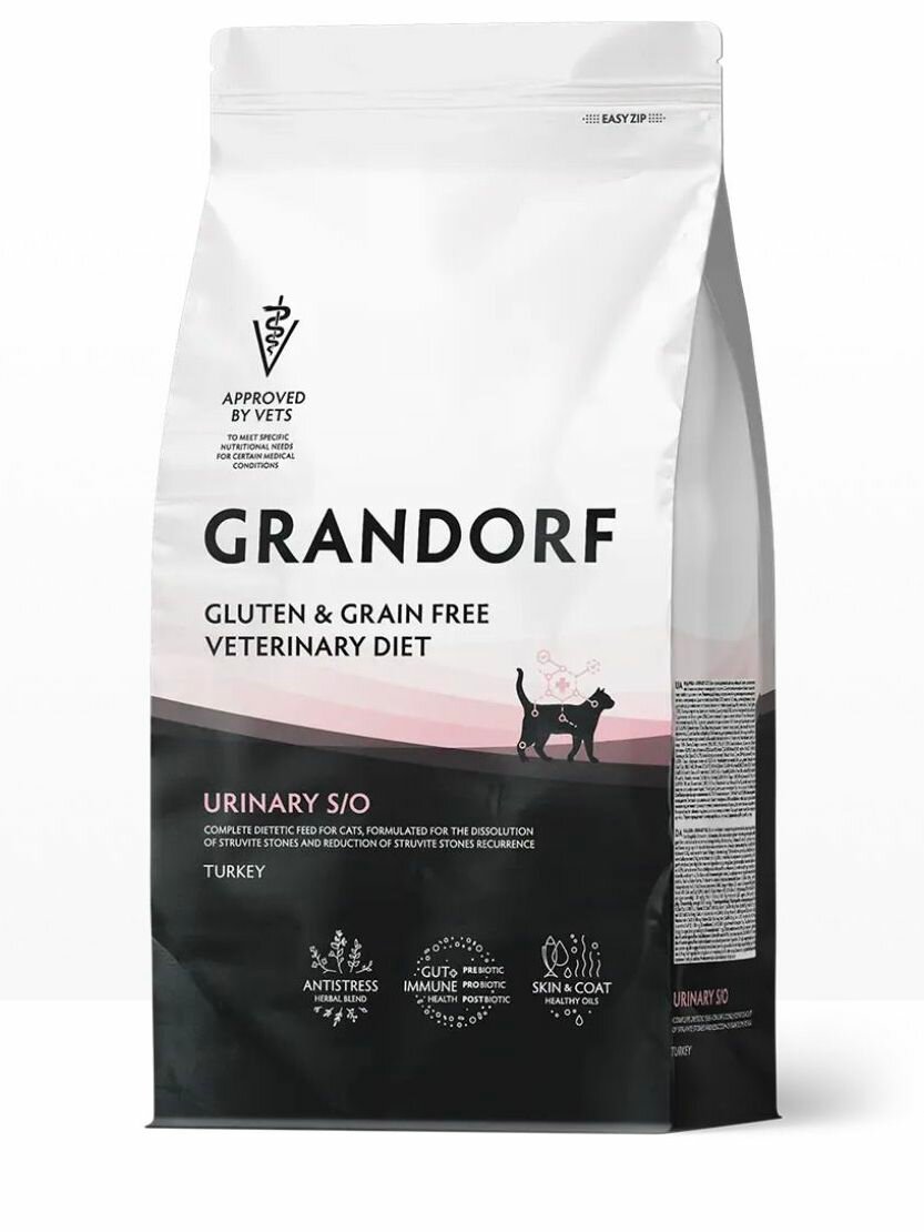 GRANDORF VETERINARY URINARY S/O полнорационный диетический сухой корм для растворения струвитных мочевых камней 400 гр.