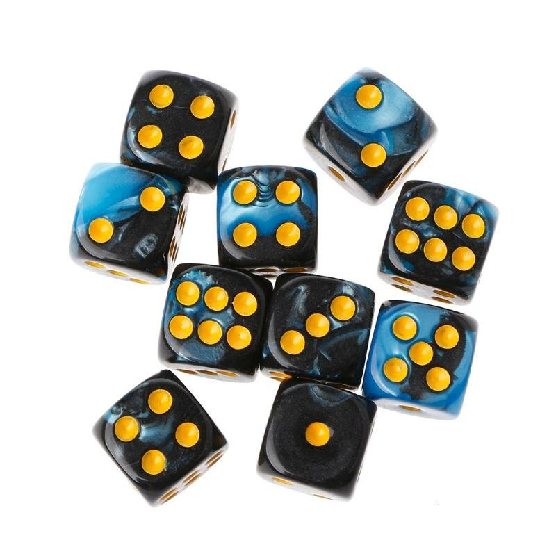 Прозрачные кубики для настольных игр, 10 шт, Черный синий
