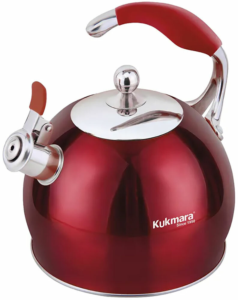Чайник из нержавеющей стали со свистком Kukmara 3 л, Red (Ч-01)