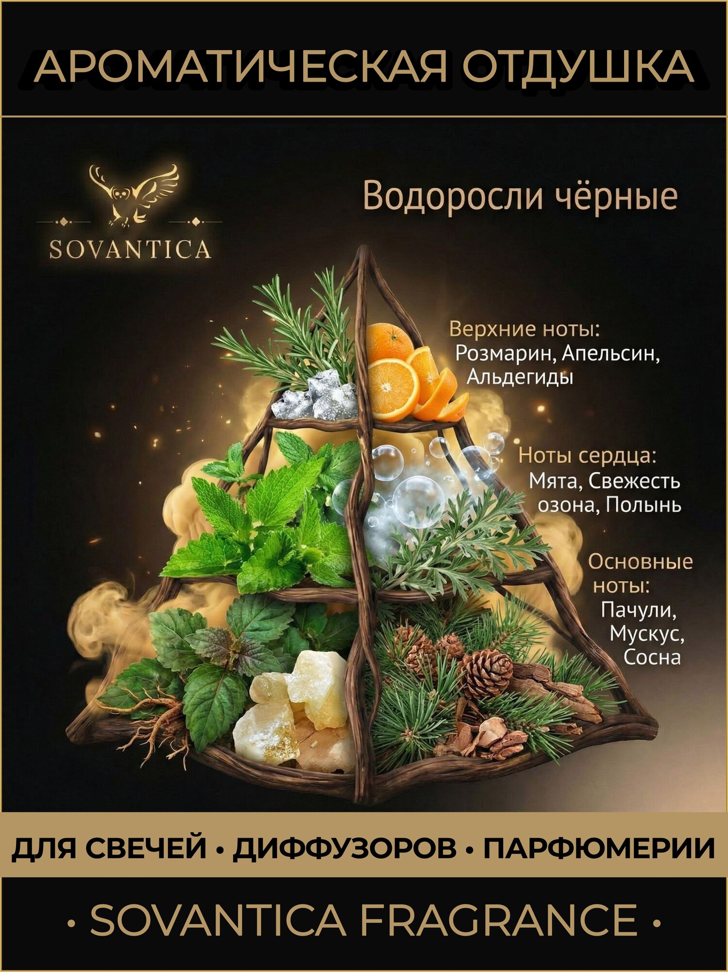 Ароматическая отдушка 100 г Водоросли черные (Black algae), Sovantica