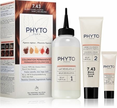 Краска для волос phyto color, оттенок 7.43 copper golden blonde, 1 шт