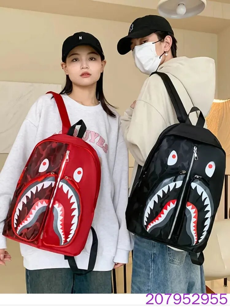 Рюкзак Bape Shark, вместительный рюкзак с двумя раздельными карманами, для школьных принадлежностей — фото 1