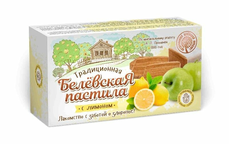 Пастила белевская без сахара - лимон /картон/ 100г