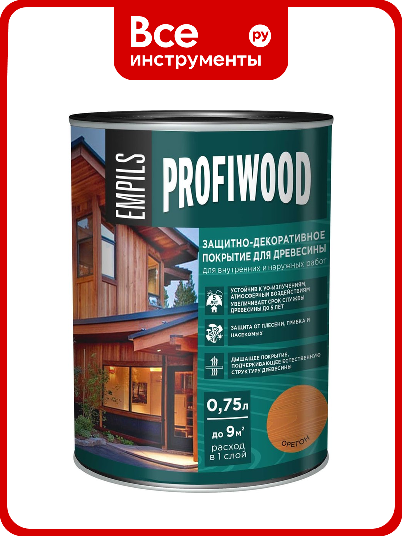 Защитно-декоративное покрытие для древесины PROFIWOOD (орегон; 0.75 л; 0.7 кг) 72621