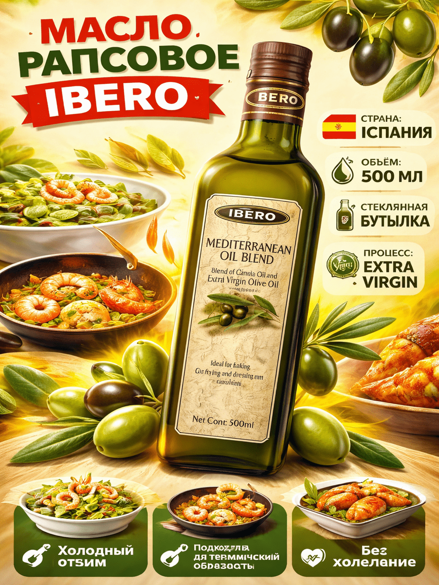 Масло рапсовое Ibero с добавлением оливкового масла, 500мл