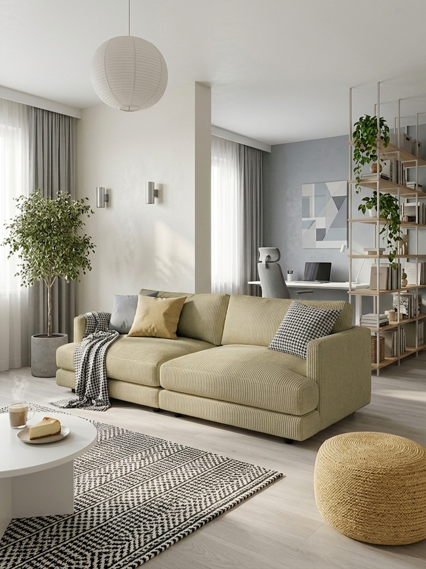 Диван Ибица 2 Cilium Cream NOW 212x105x87 см, бежевый Вельвет, еврокнижка Фиеста